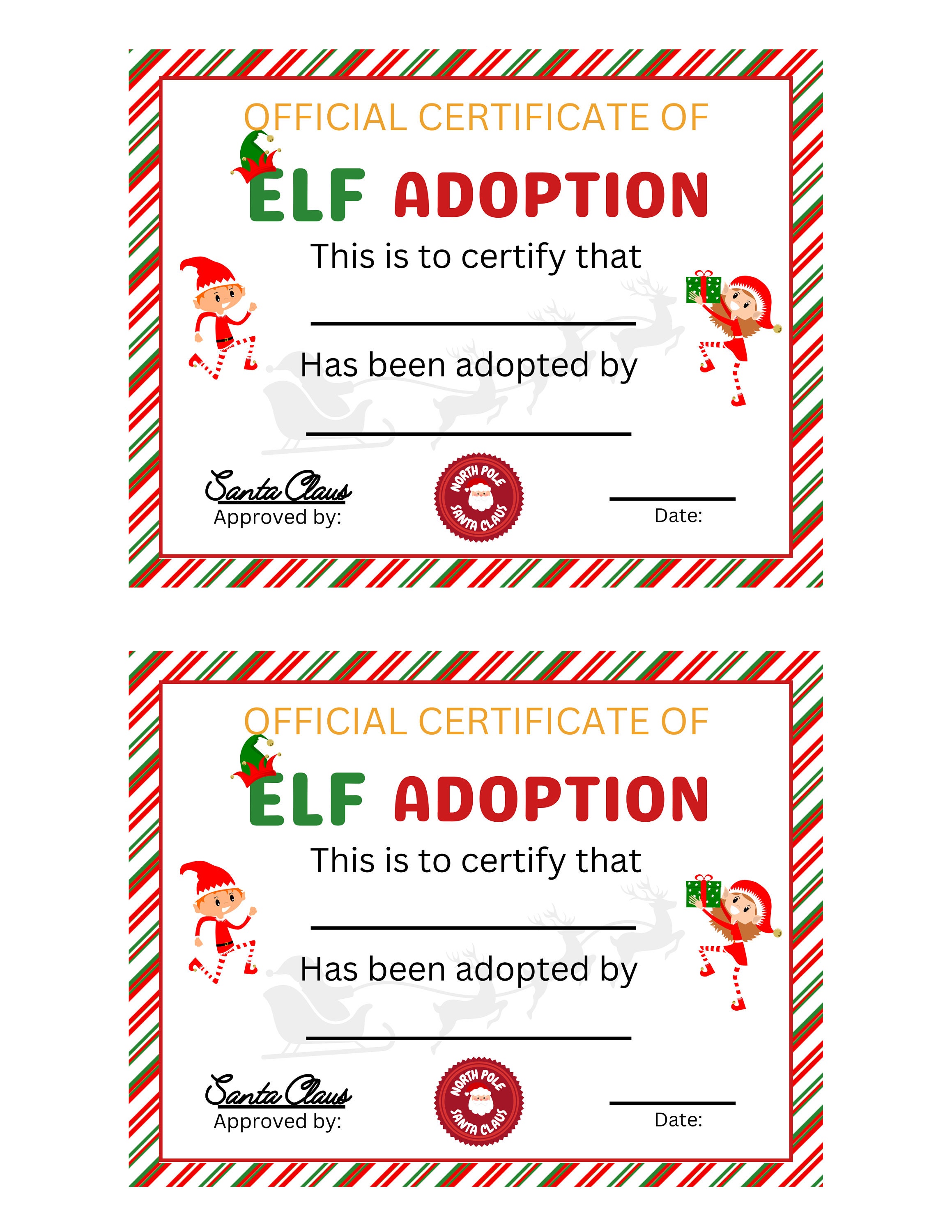 PDF Elf Adoption Certificate - Etsy