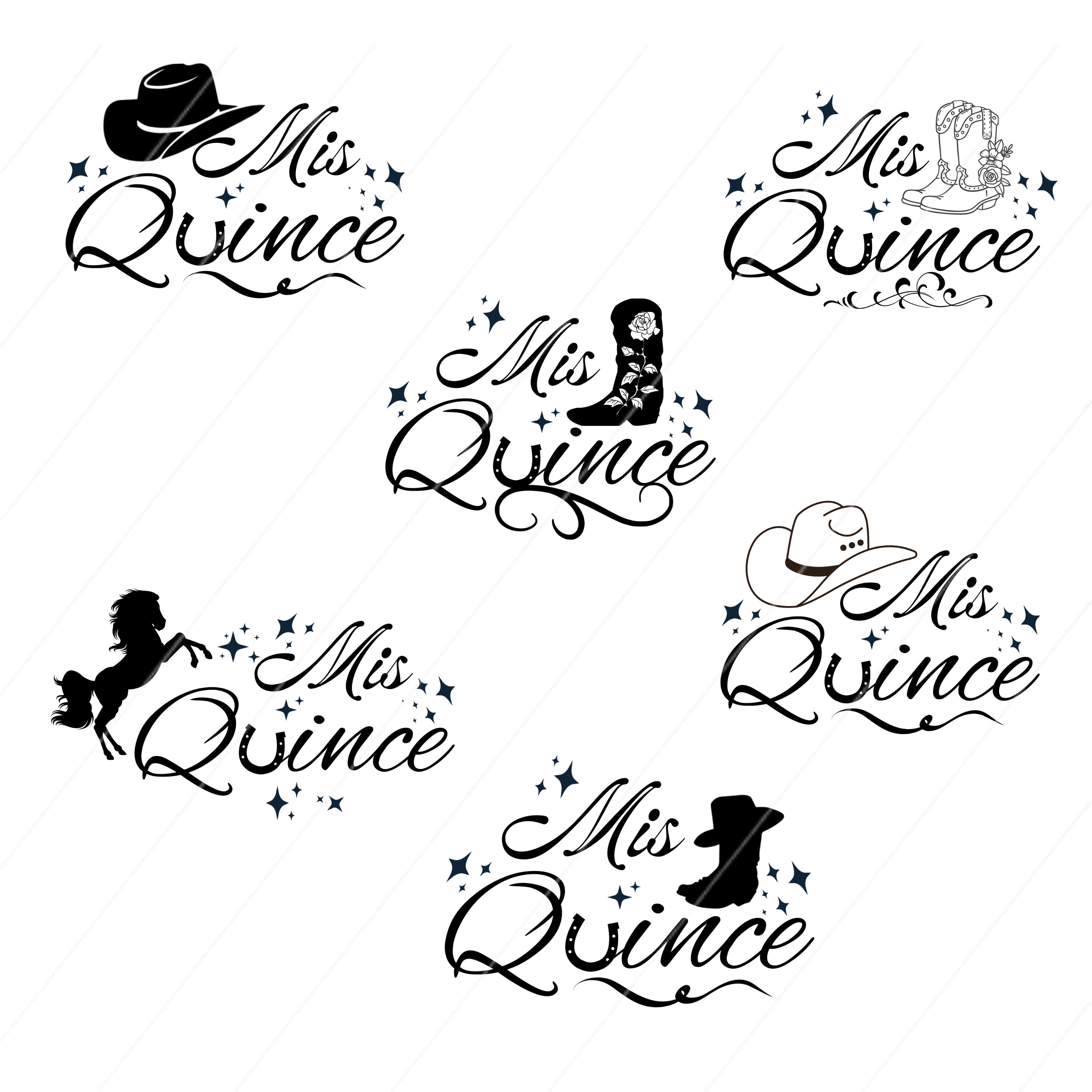 Mis Quince SVG Western Hat Boots Horse - Etsy
