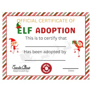 PDF Elf Adoption Certificate - Etsy