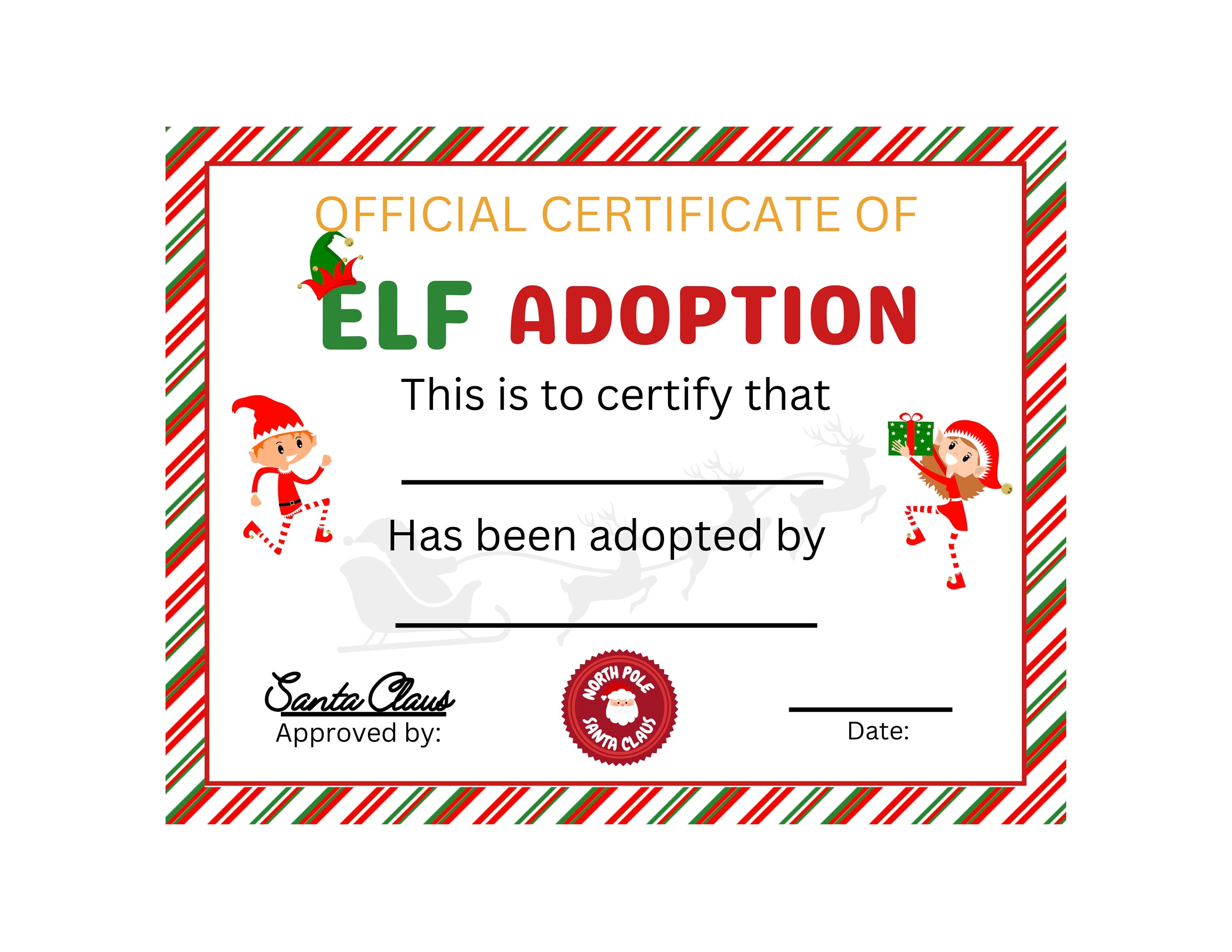 PDF Elf Adoption Certificate - Etsy