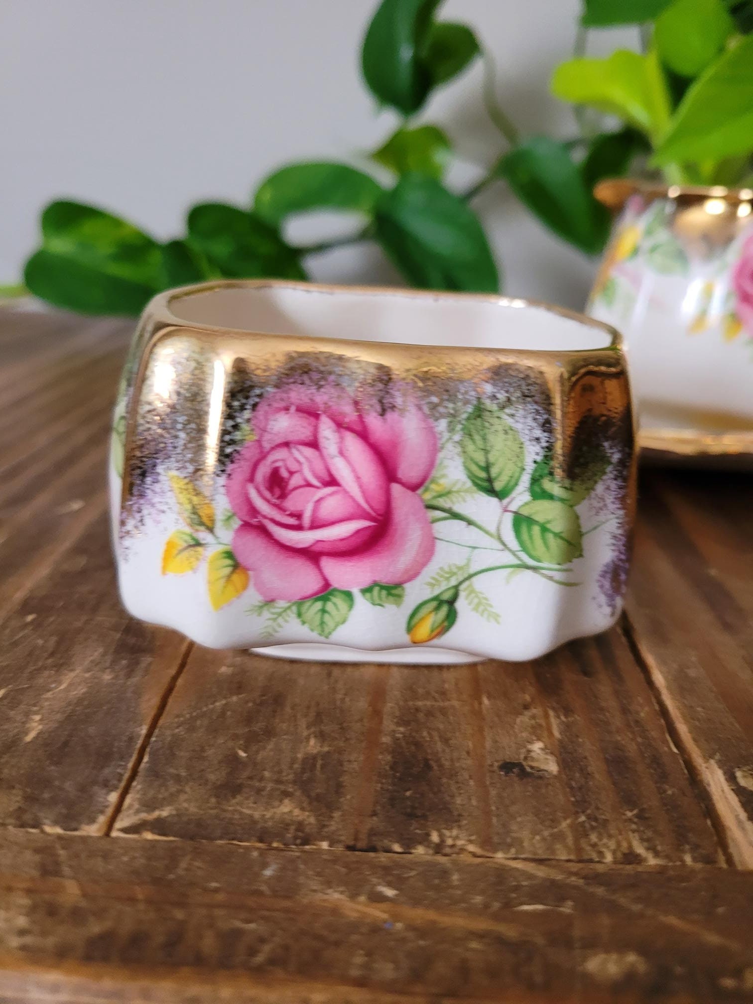 Vintage Sandland Ware Golden Rose Creamer, Sugar Bowl & Tray Set - Etsy
