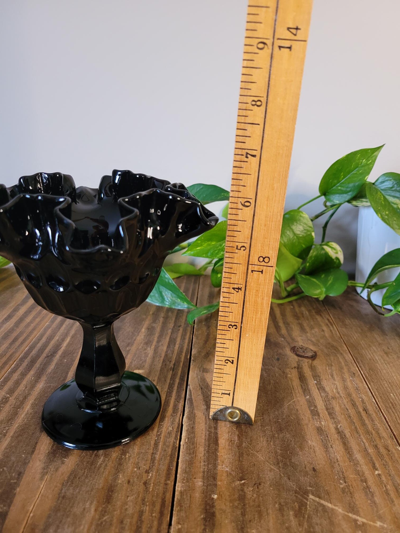 Vintage Fenton Black Thumbprint Glass Candy Dish Fenton Black ...