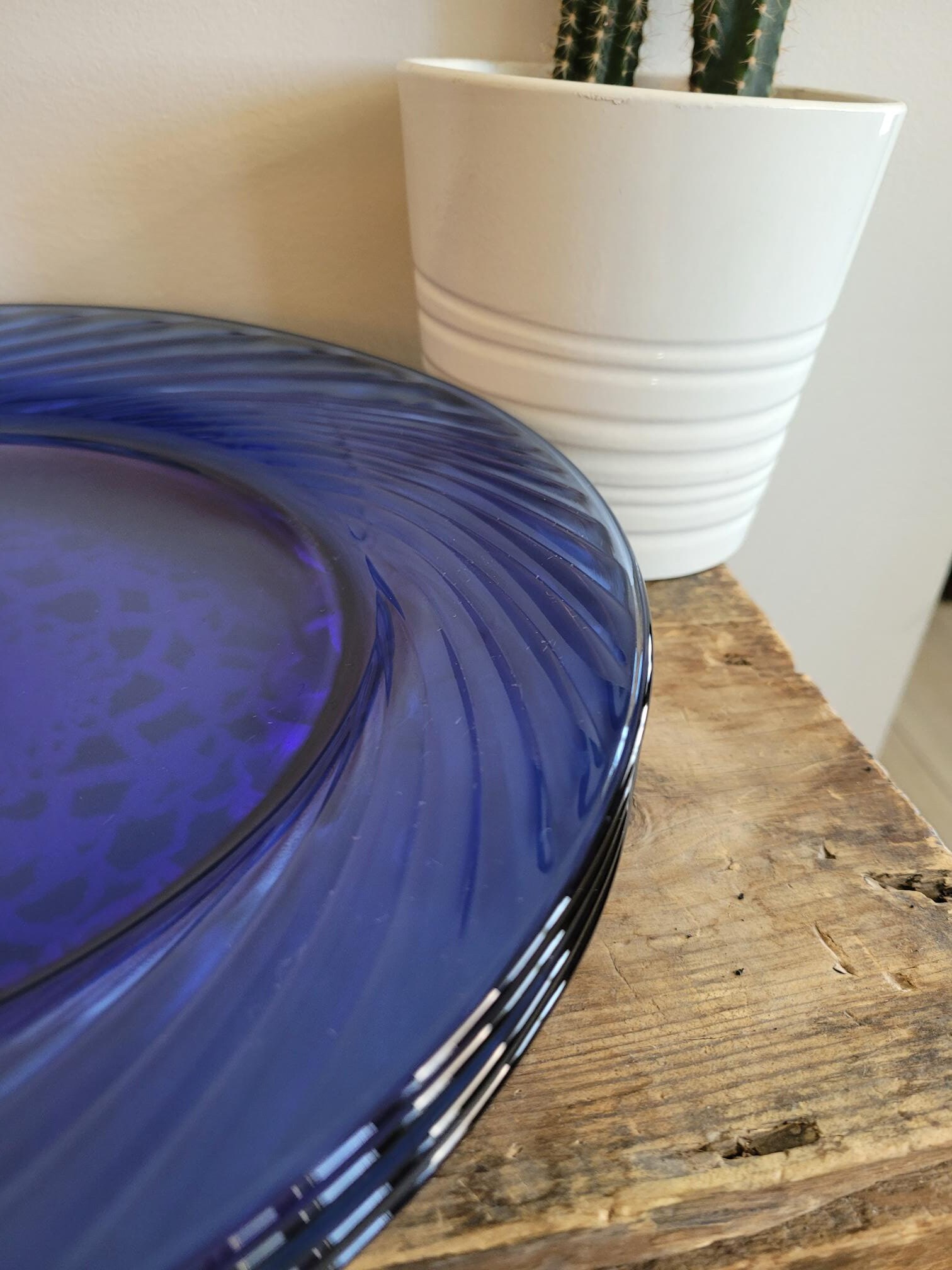 Vintage Pyrex Festiva Cobalt Blue Swirl Large Dinner Plates Set of 4 ...