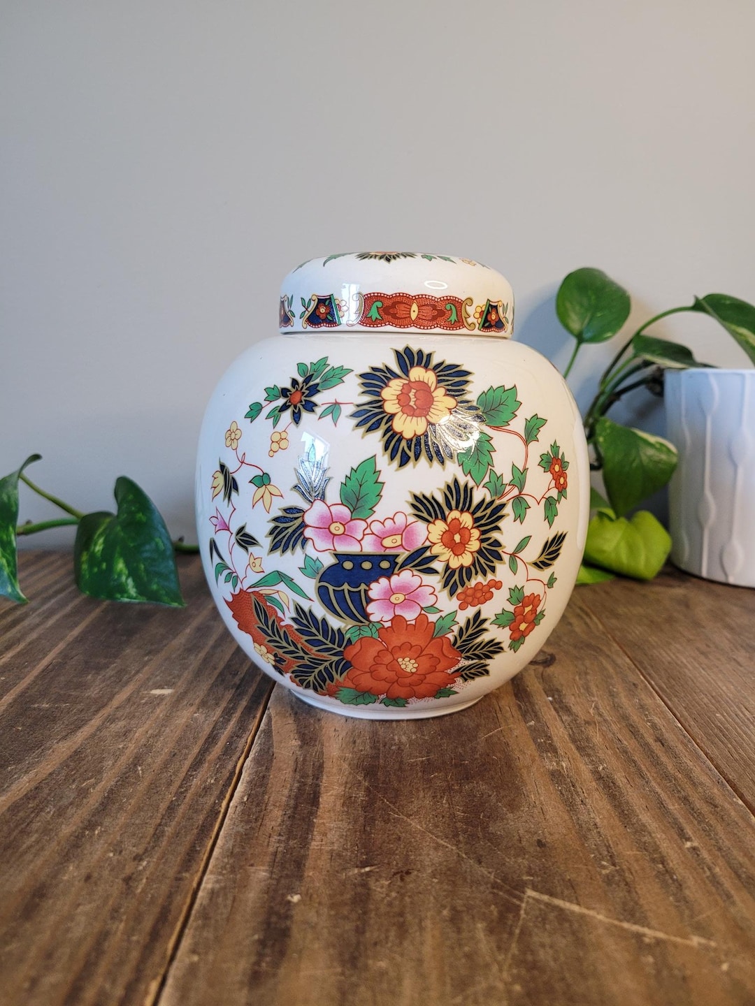 Vintage Sadler Floral Ginger Jar | Indian Tree Sadler Floral Ginger Jar ...