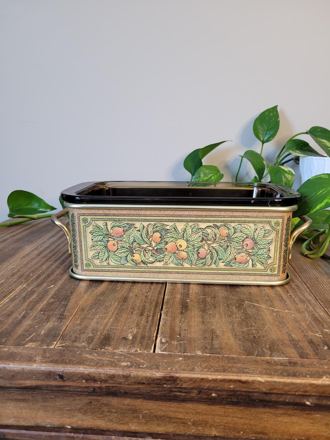 Vintage Pyrex Amber Brown Loaf Pan 213 and Golden Harvest Holder ...