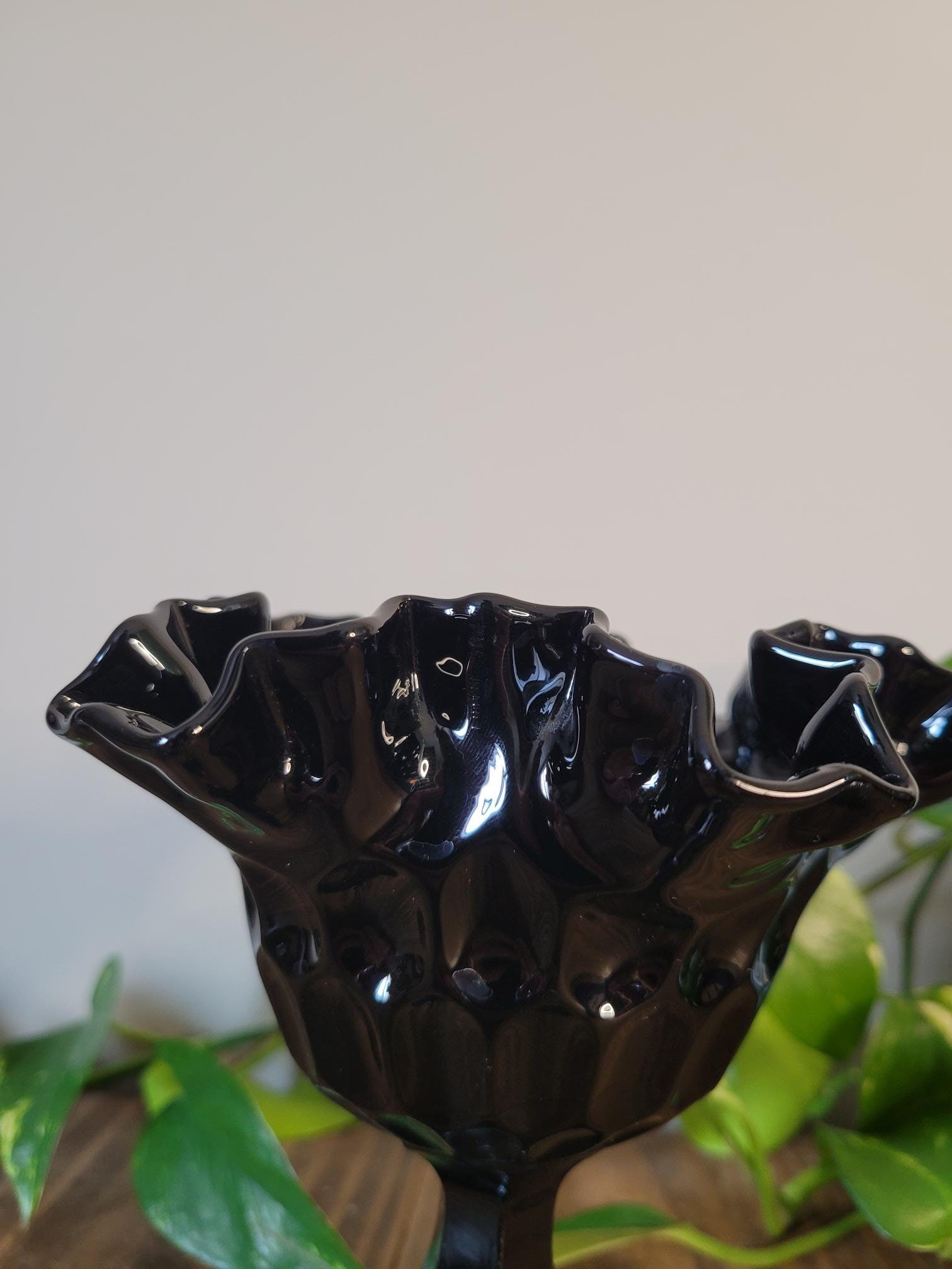Vintage Fenton Black Thumbprint Glass Candy Dish Fenton Black ...
