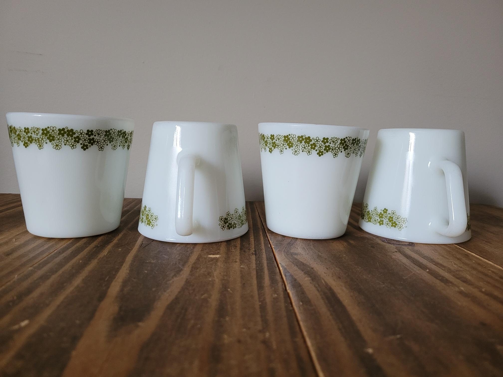 Vintage Pyrex Mugs: Green Floral Crazy Daisy Set of 4 - Etsy