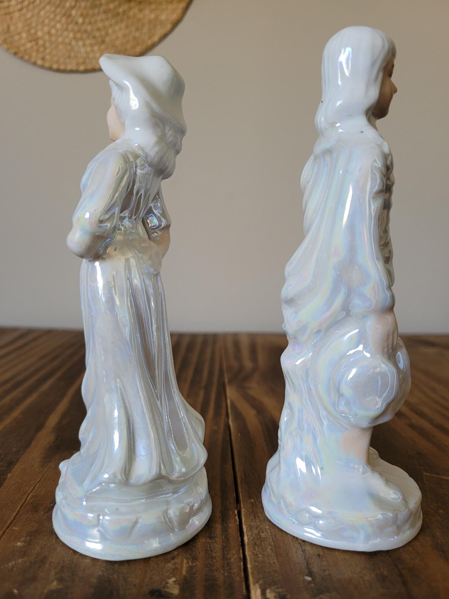 Porcelain Lady Angela White Lusterware Figurines Decorative - Etsy