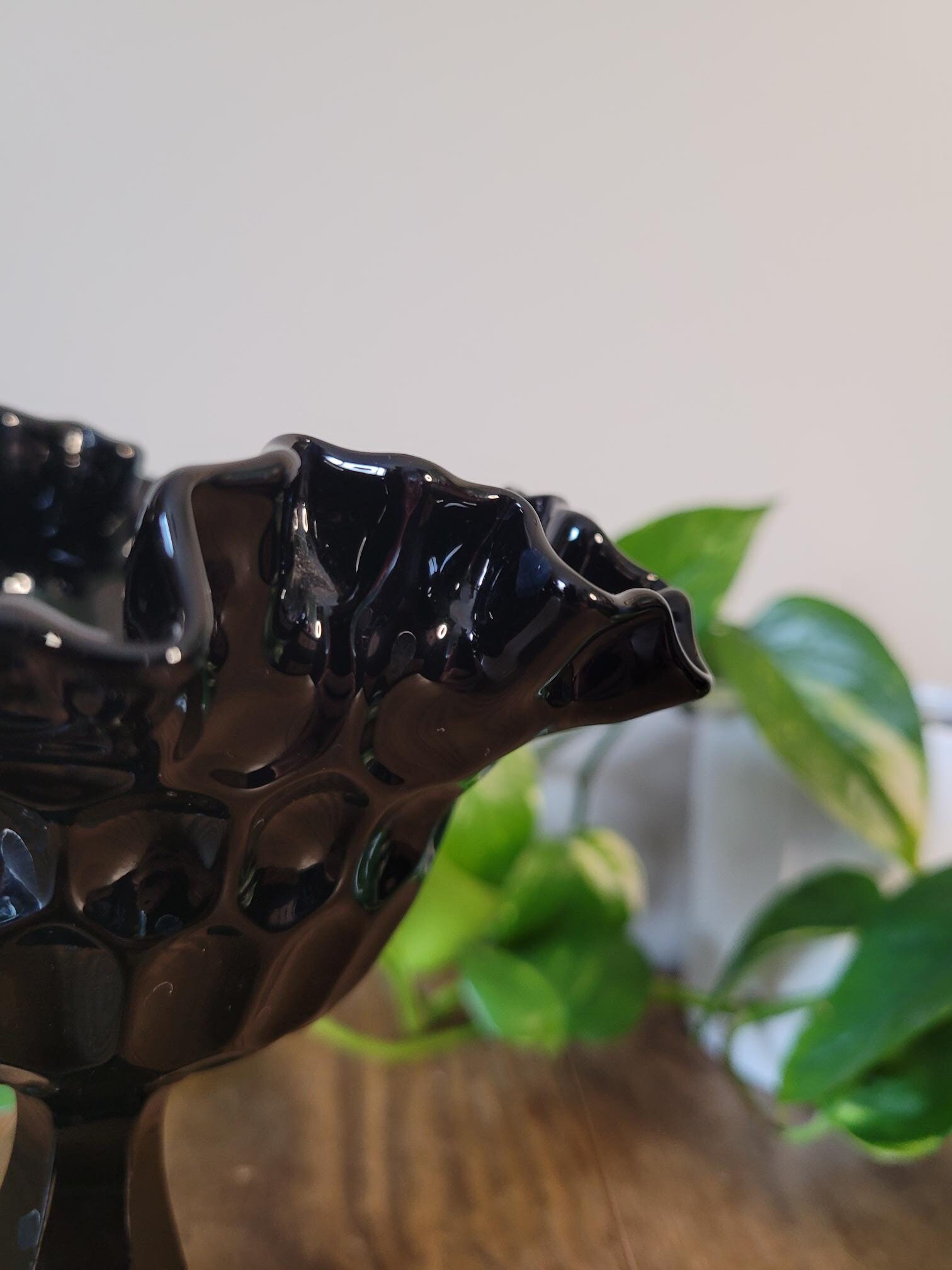 Vintage Fenton Black Thumbprint Glass Candy Dish Fenton Black ...