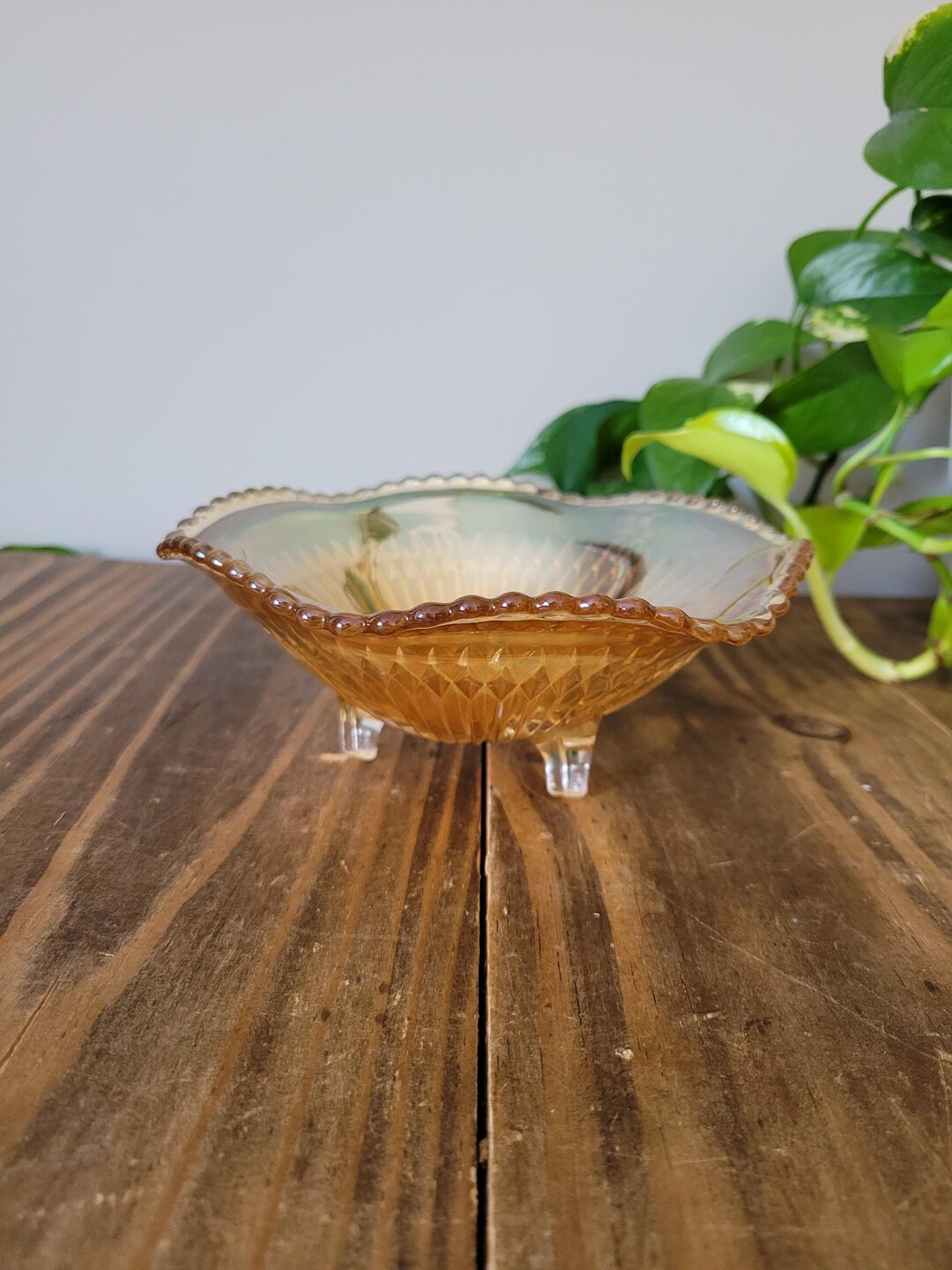 Jeanette Anniversary Carnival Glass Bowl | Marigold Jeanette Carnival ...