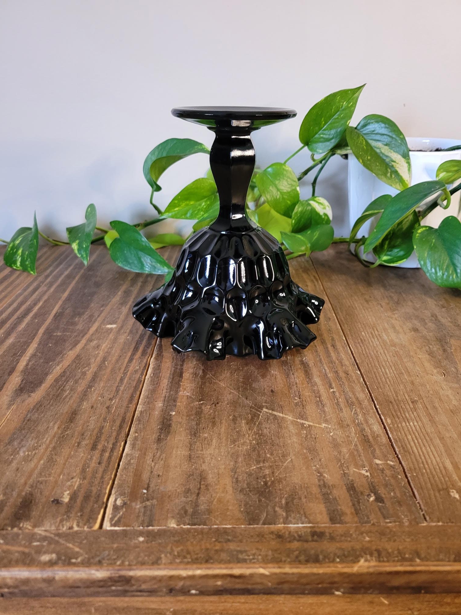 Vintage Fenton Black Thumbprint Glass Candy Dish Fenton Black ...