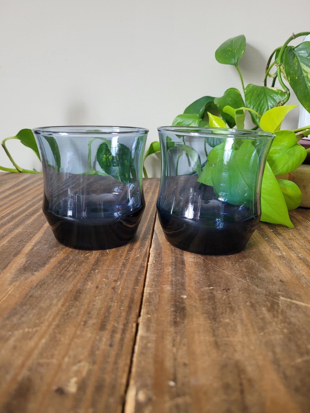 Vintage Libbey Apollo Blue Smoked Glass Tumblers - Set of 2 - Etsy