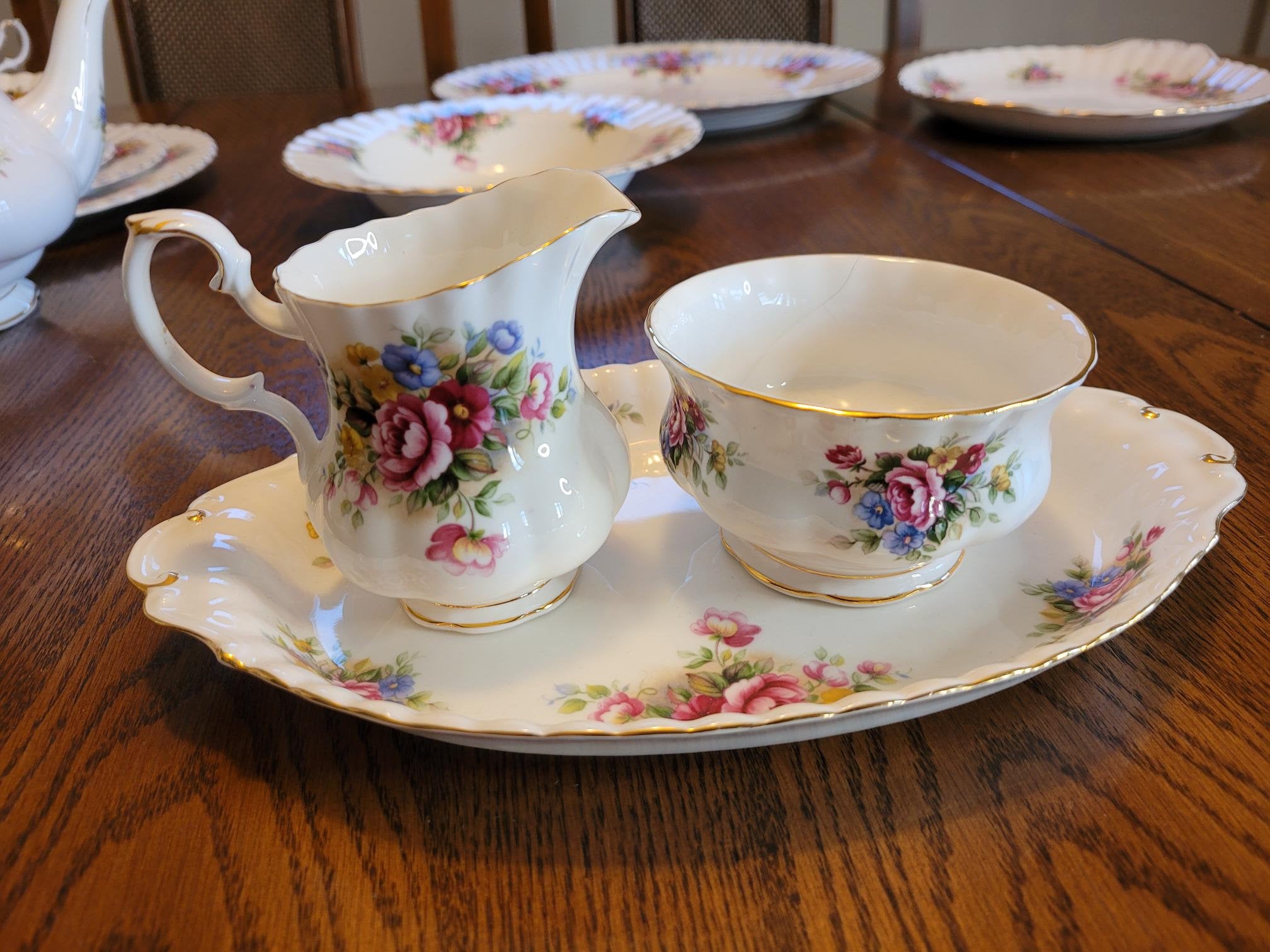 Royal Albert Chelsea Garden Bone China Tea Set: Floral Gold Trim - Etsy