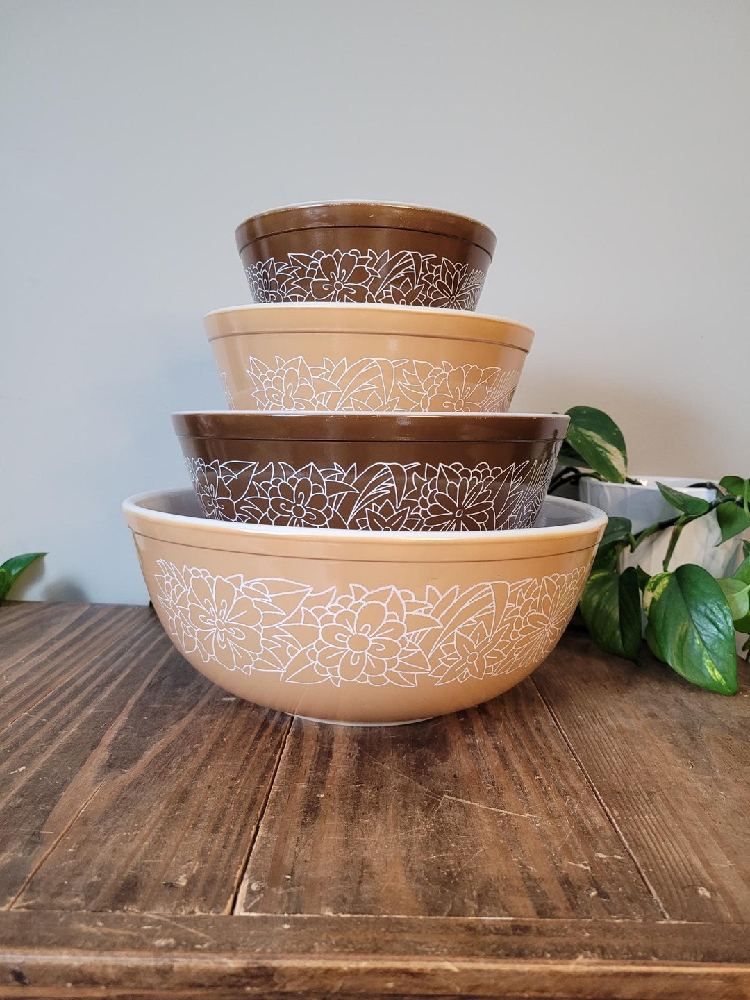 Vintage Pyrex Woodland Nesting Mixing Bowls Set Complete Set of 4 Pyrex ...