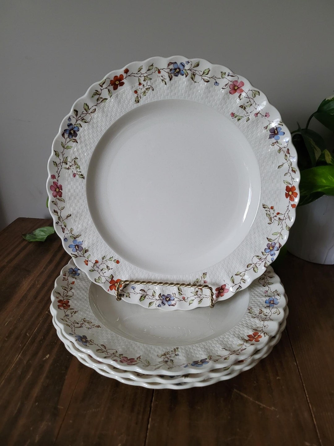 Copeland Spode Wicker Dale Dinner Plates 10.5 Wicker Dale Dinner Plates ...