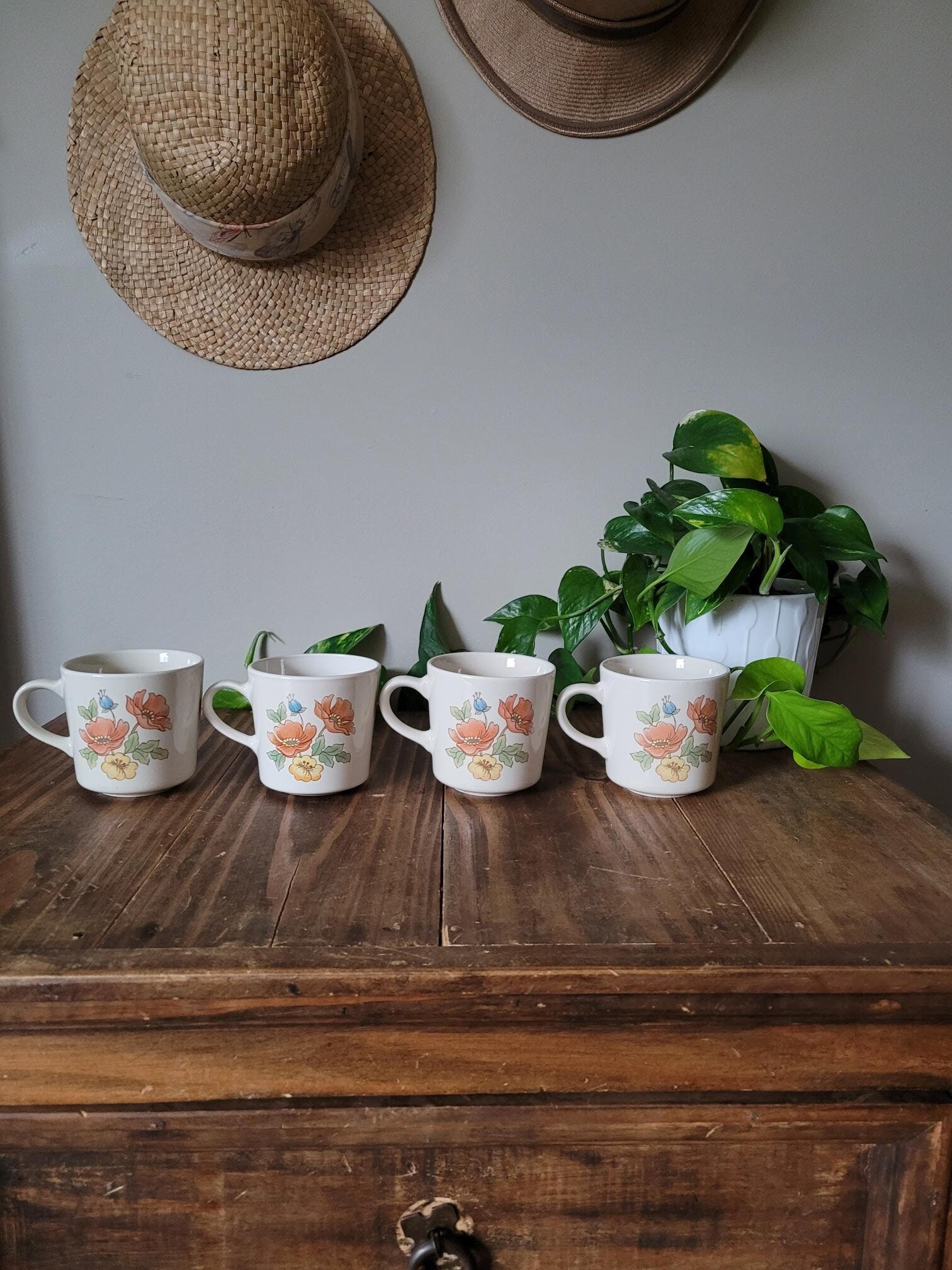 Vintage Corning Ware Coffee Mug Set Vintage Floral Corning Ware Cups ...