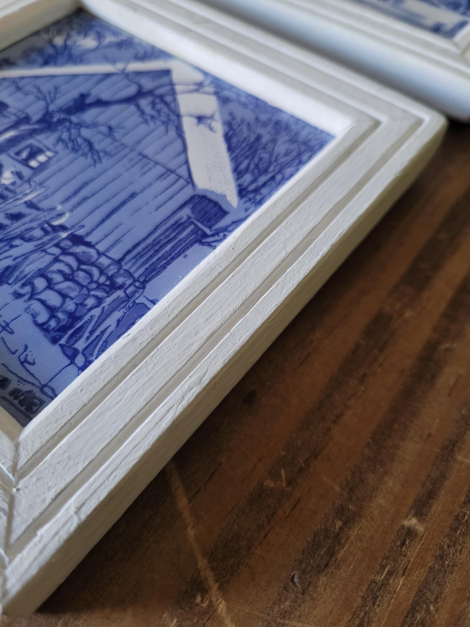 Vintage Currier and Ives Scenes Beautiful Blue and White Framed Tile ...