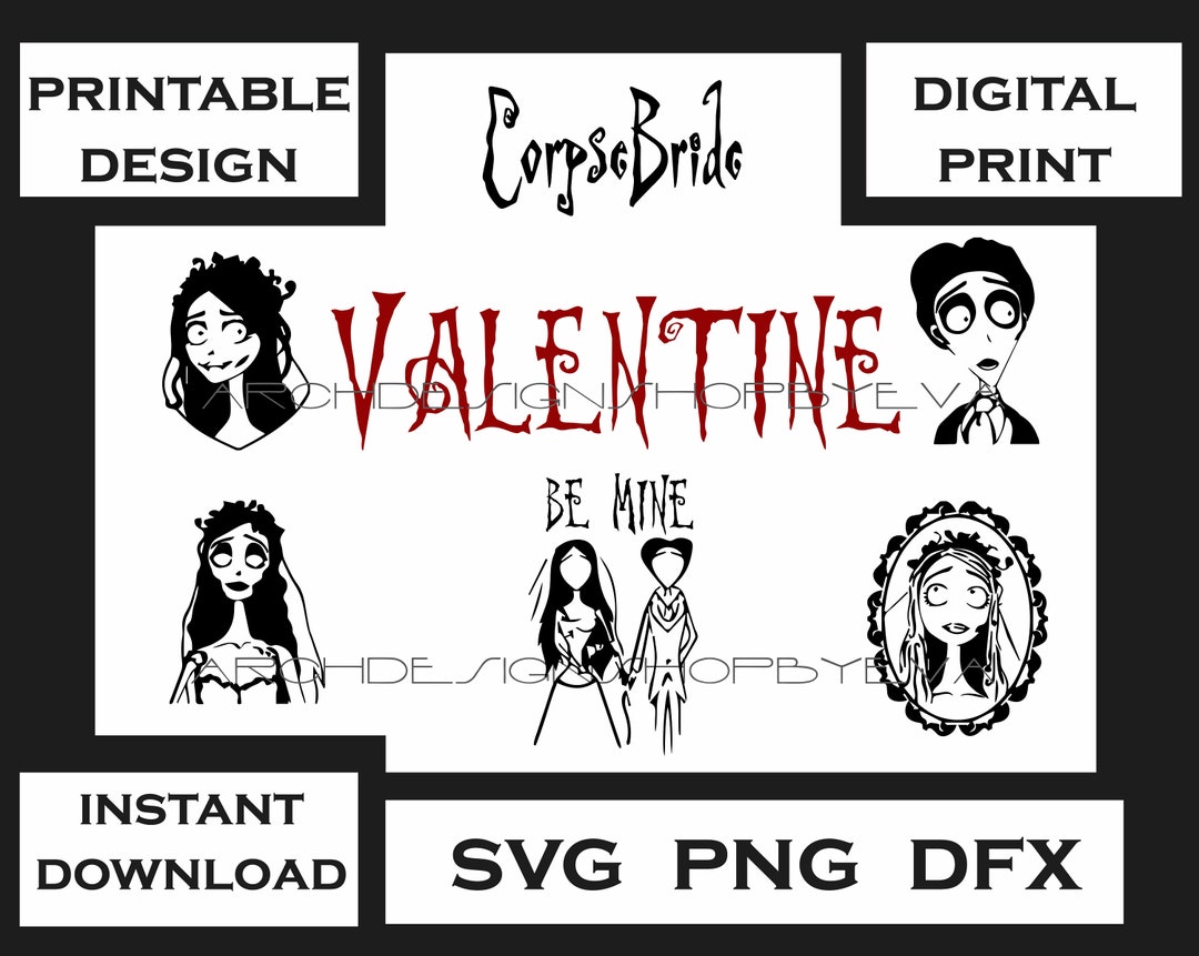 CORPSE BRIDE VALENTINES Day Svg Bundle, Happy Valentine Svg, Love Svg ...