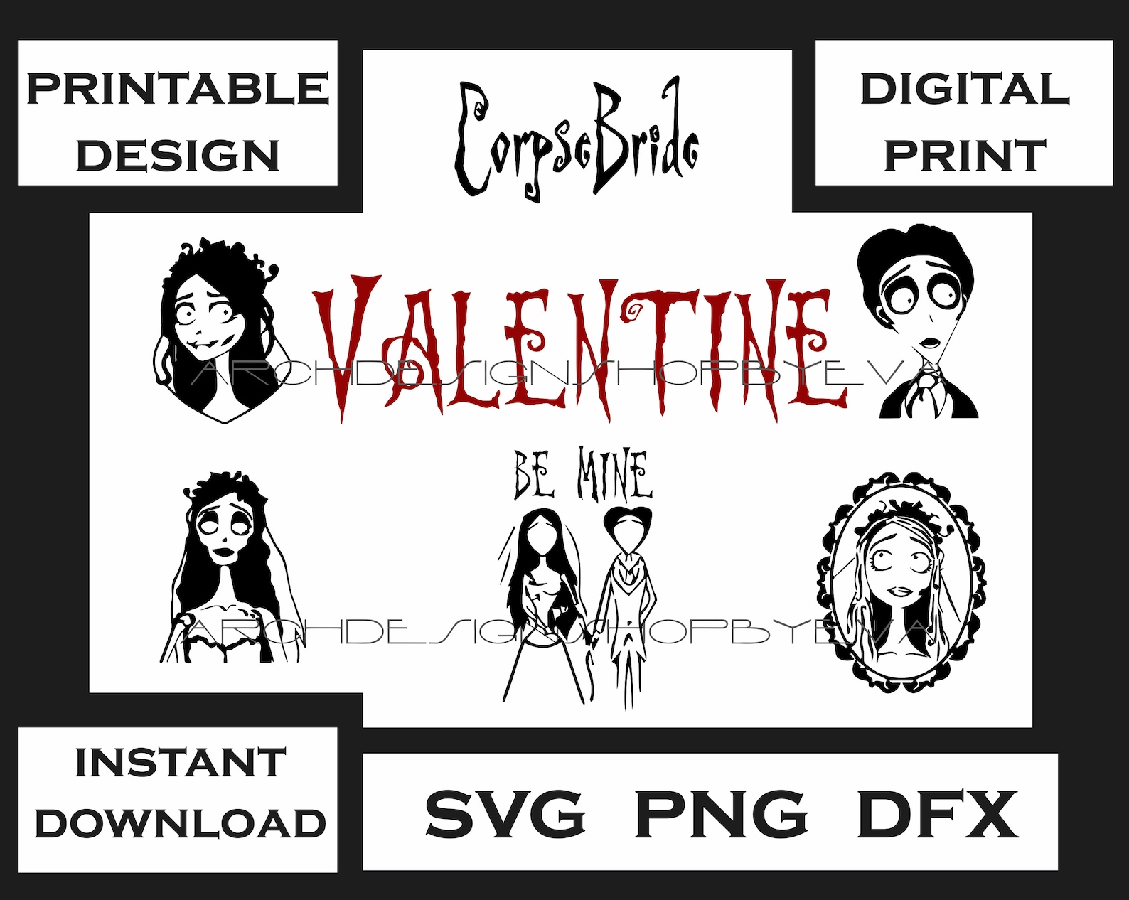 CORPSE BRIDE VALENTINES Day Svg Bundle, Happy Valentine Svg, Love Svg ...