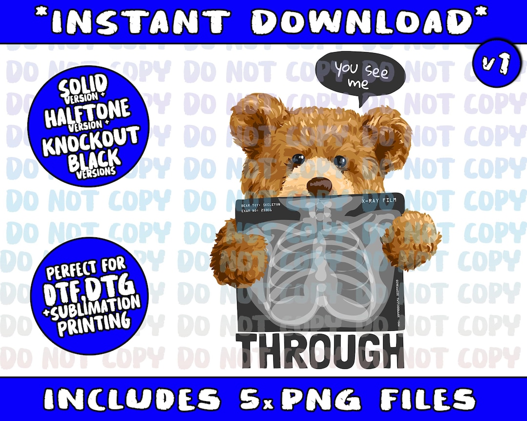 Teddy Bear Png Xray Teddy Png Urban Teddy Png You See Me Etsy