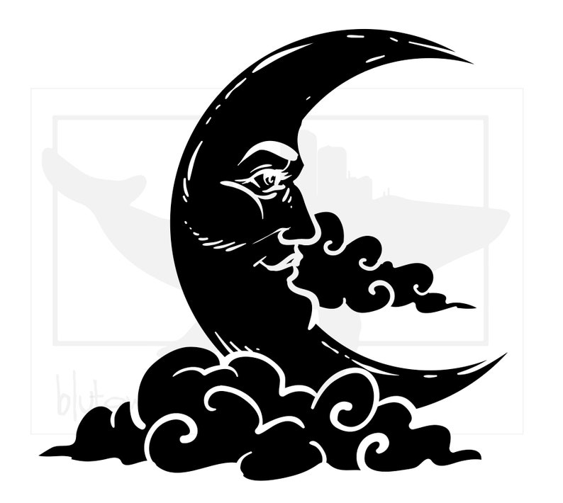 Moon on the Clouds Digital File Download | SVG | PNG| JPG | DXF_ - Etsy