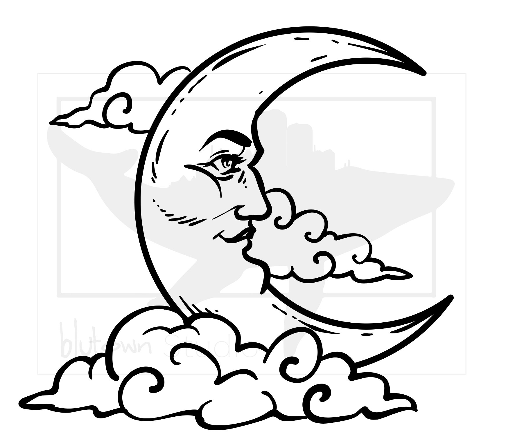 Moon on the Clouds Digital File Download | SVG | PNG| JPG | DXF_ - Etsy