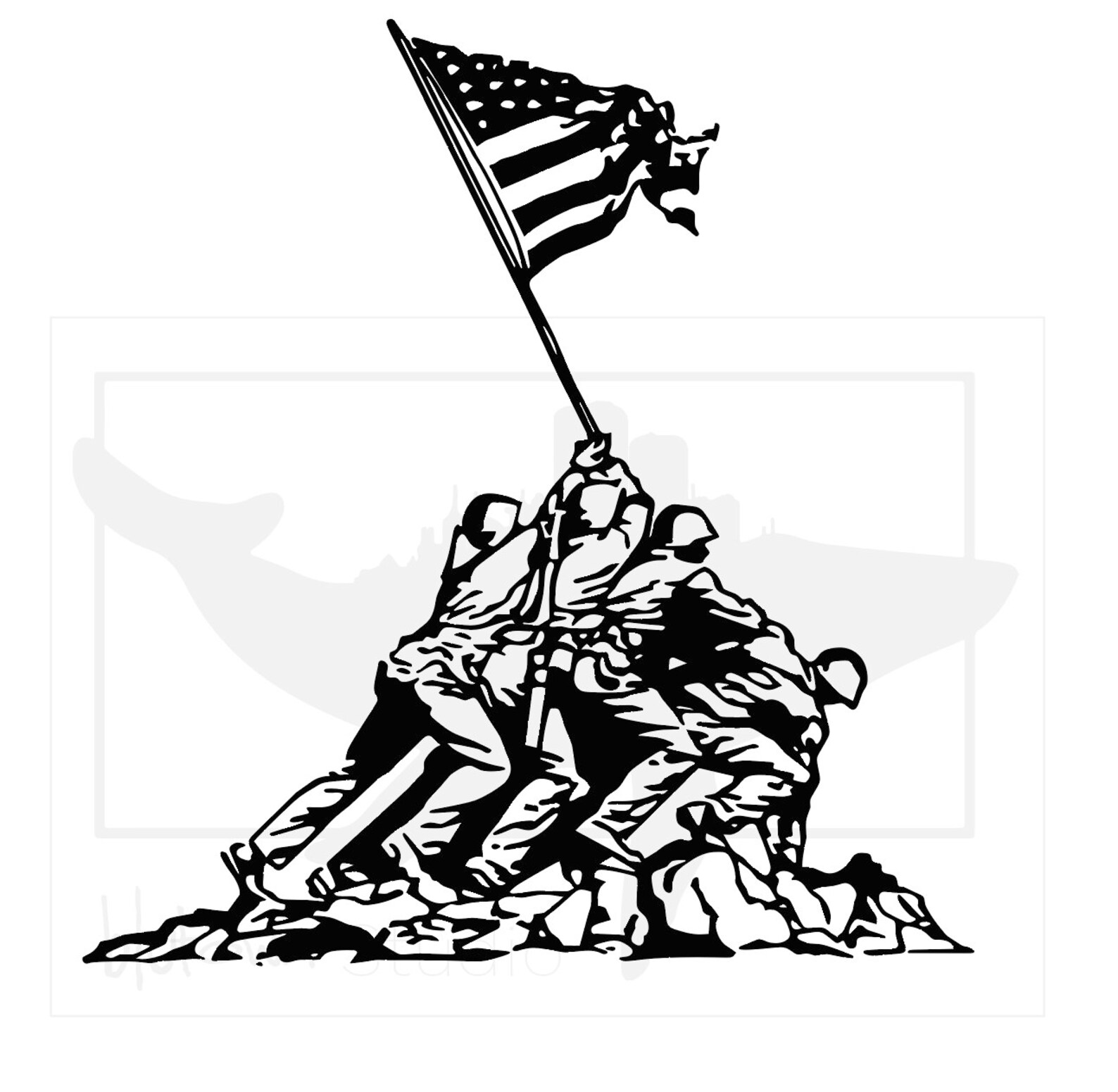 Raising the Flag on Iwo Jima Digital File Download SVG PNG JPG DXF_ - Etsy