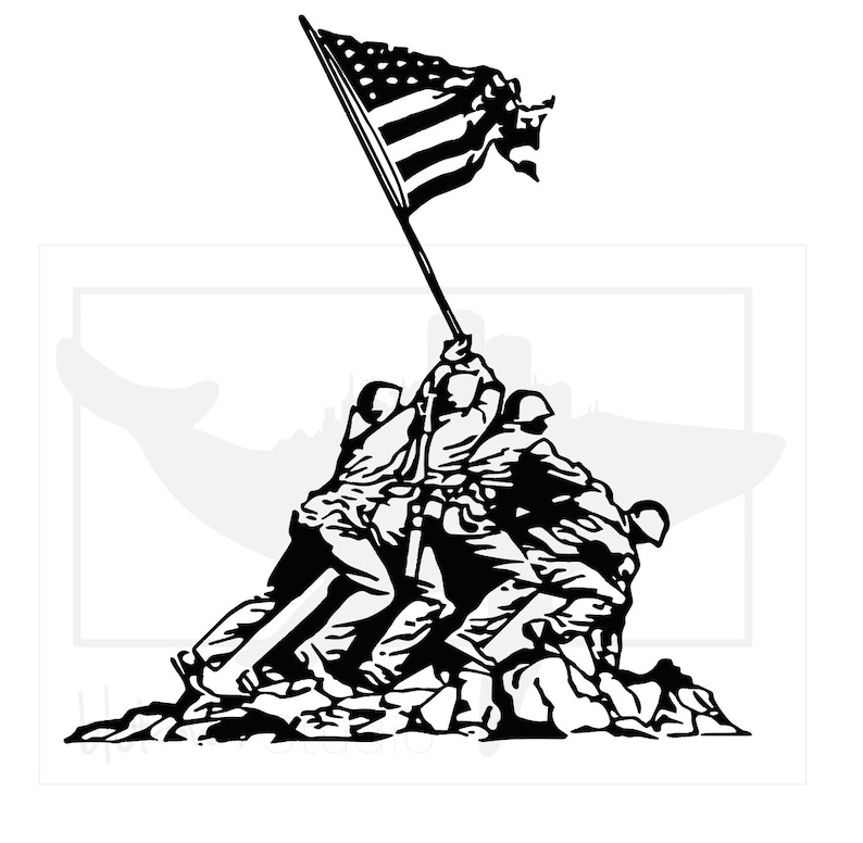 Raising the Flag on Iwo Jima Digital File Download SVG PNG JPG DXF_ - Etsy