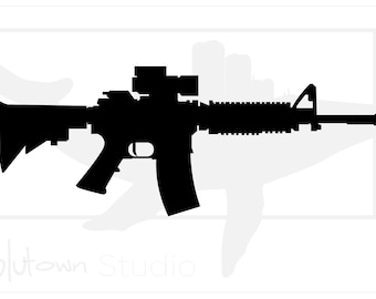 M4 Carbine Rifle Svg, Dxf, Eps, Jpg, Png File Gun Silhouette Vector ...