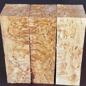 Curly Birch Blocks for Woodworking. Set of 3 Blocks. Kiln Dried Rare ...