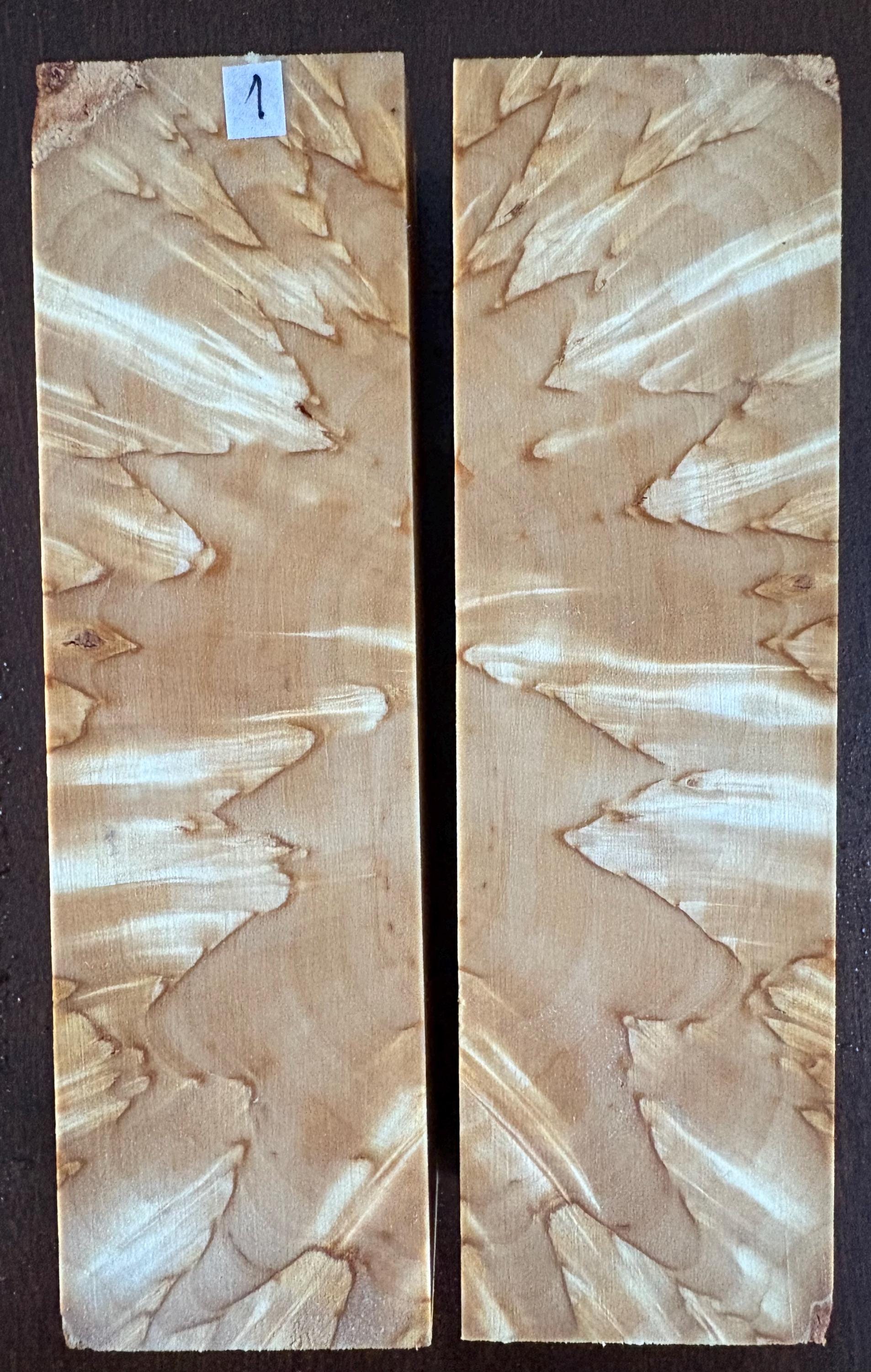 Karelian Birch Cross Cut Blocks, Set of 2. Rare Figured Hardwood Knife ...