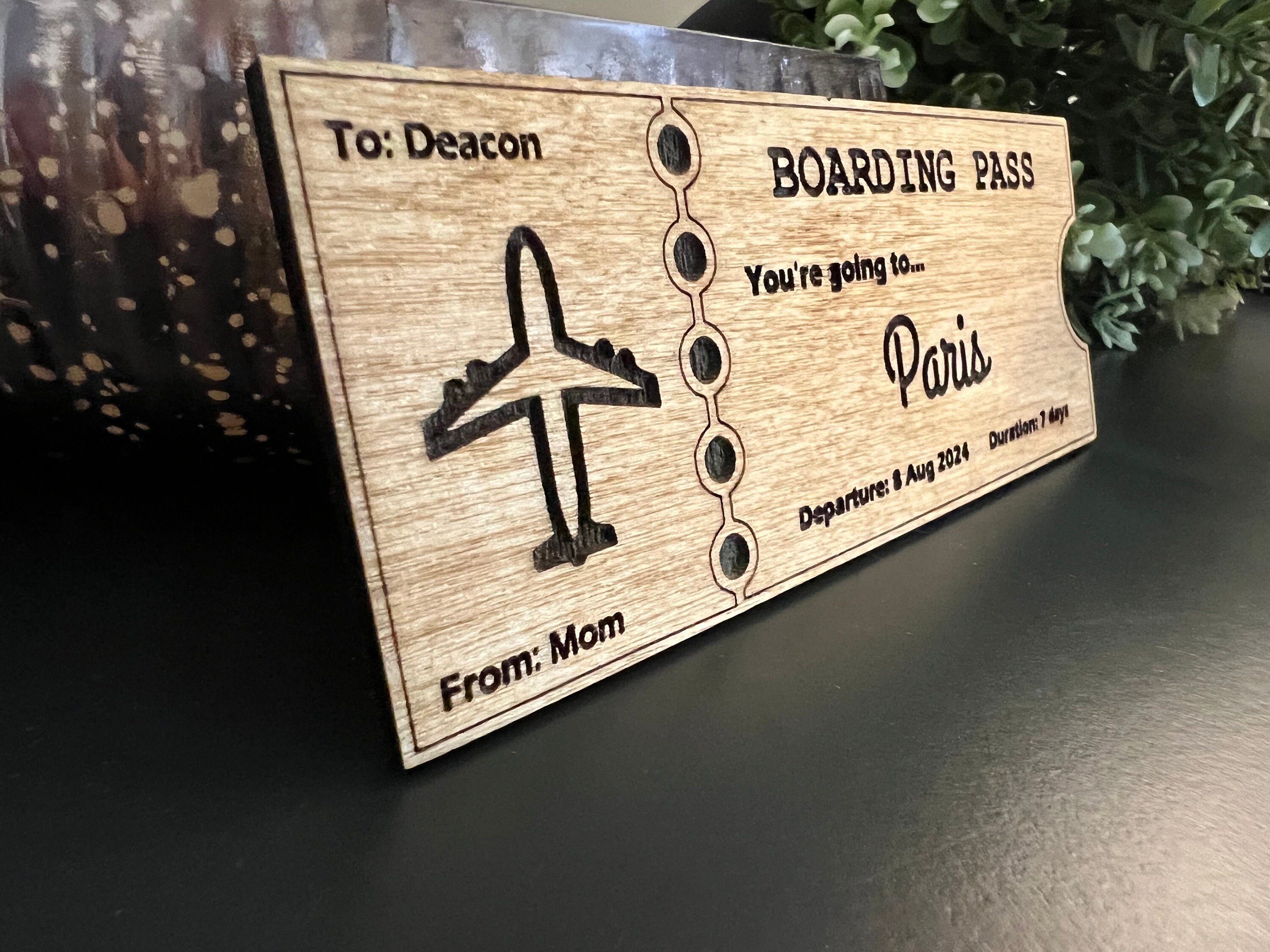 Personalized Plane Ticket Boarding Pass Gift, Magnet,christmas Ornament ...