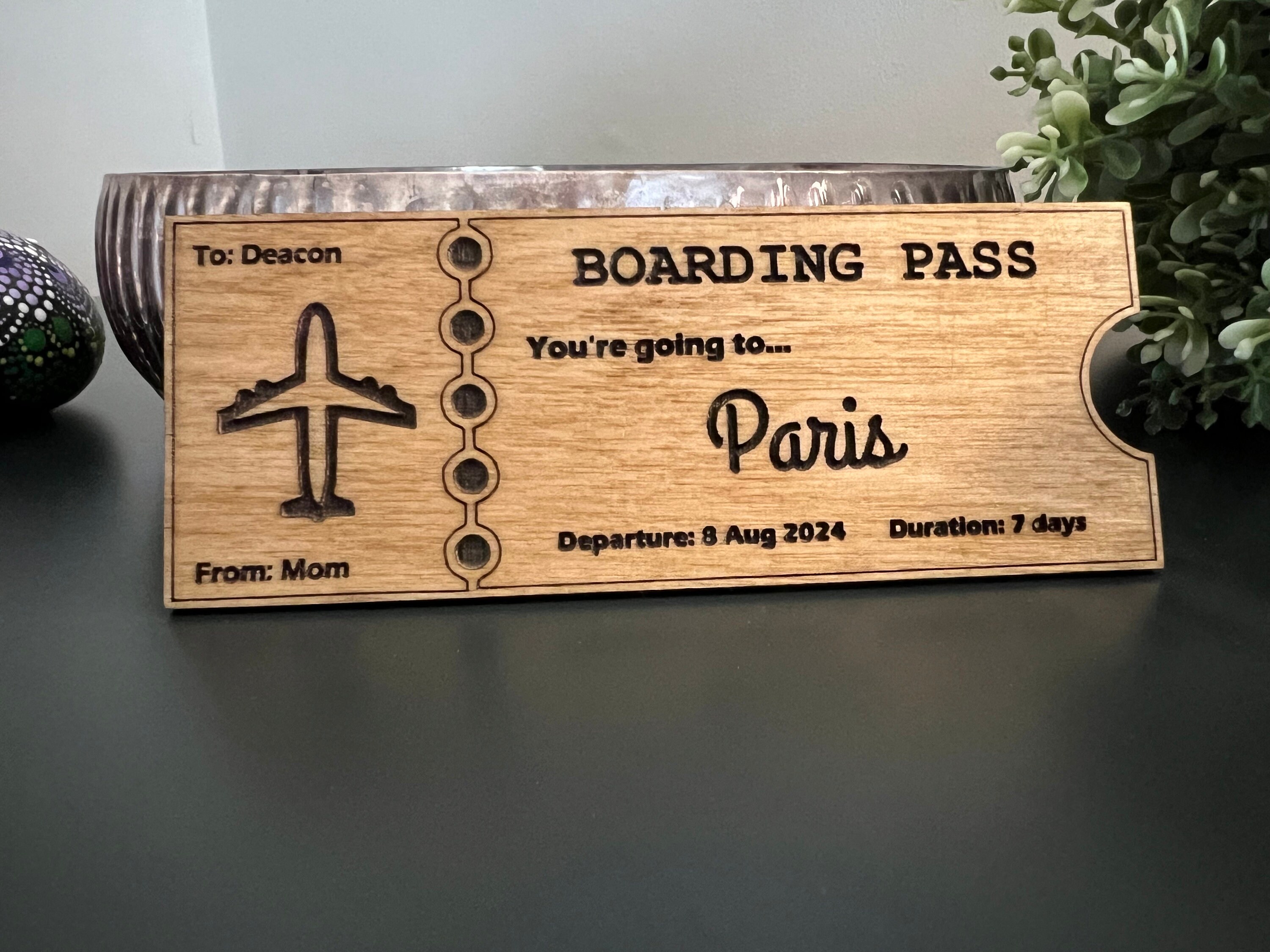 Personalized Plane Ticket Boarding Pass Gift, Magnet,christmas Ornament ...