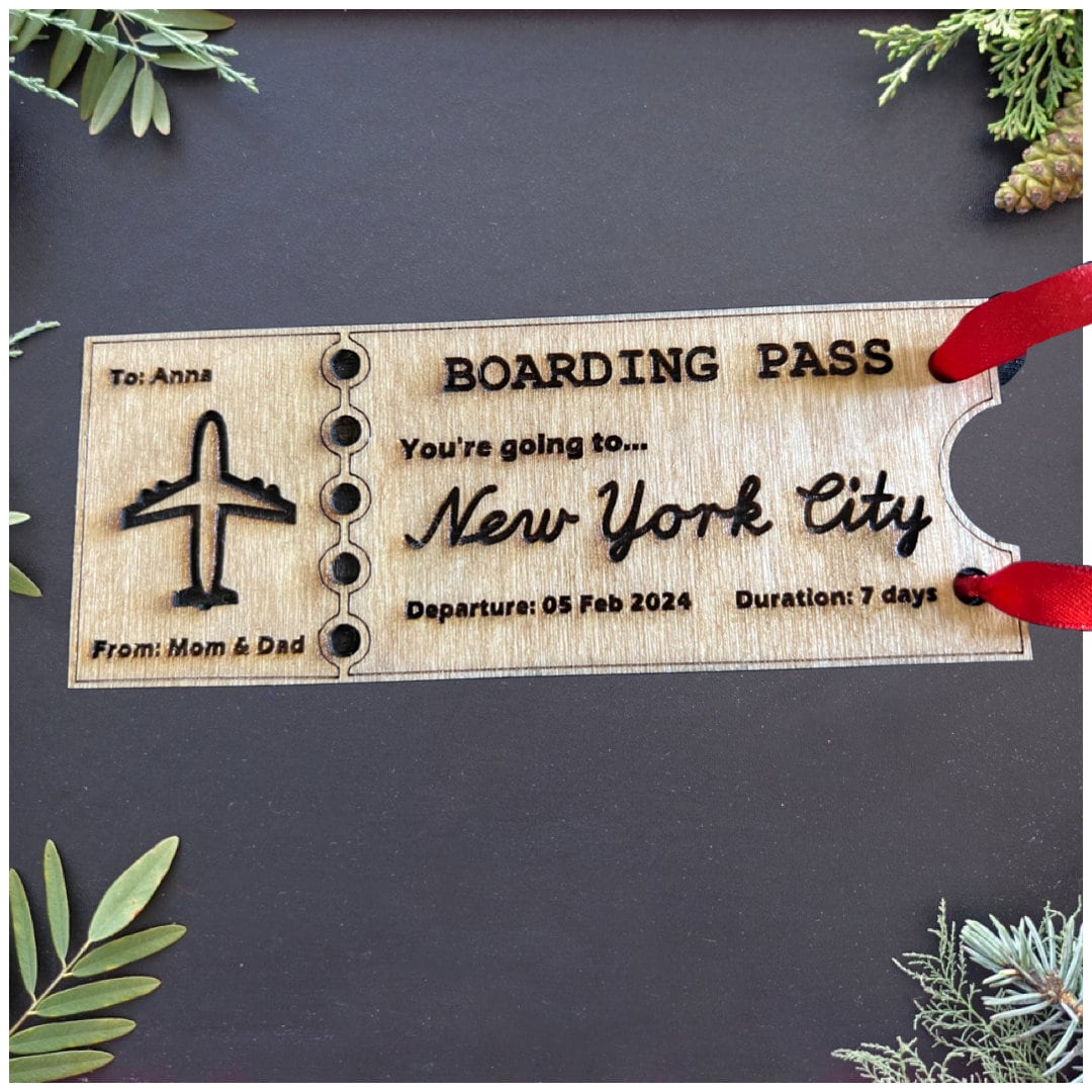 Personalized Plane Ticket Boarding Pass Christmas Ornament Custom ...
