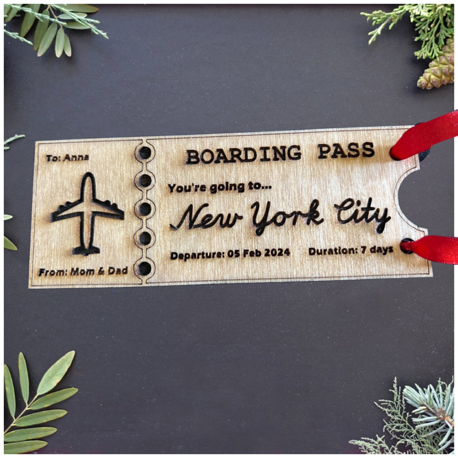 Personalized Plane Ticket Boarding Pass Gift, Magnet,christmas Ornament ...