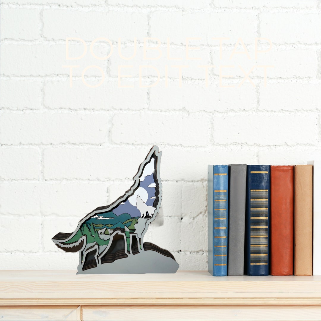 Wolf Mountain Artwork, 3D Layered Art, Desk Table Art, Office Home ...