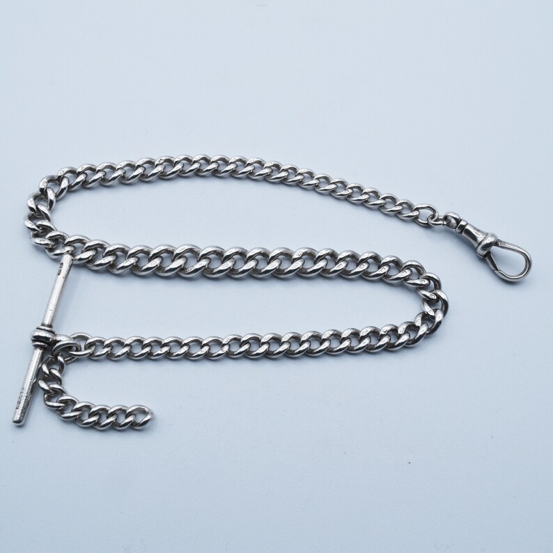 Antique Pocket Watch Chain, Single Albert in Sterling Silver. 1913 - Etsy