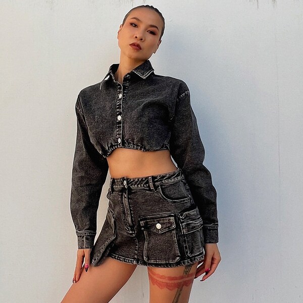 Denim Two Piece Set - Etsy