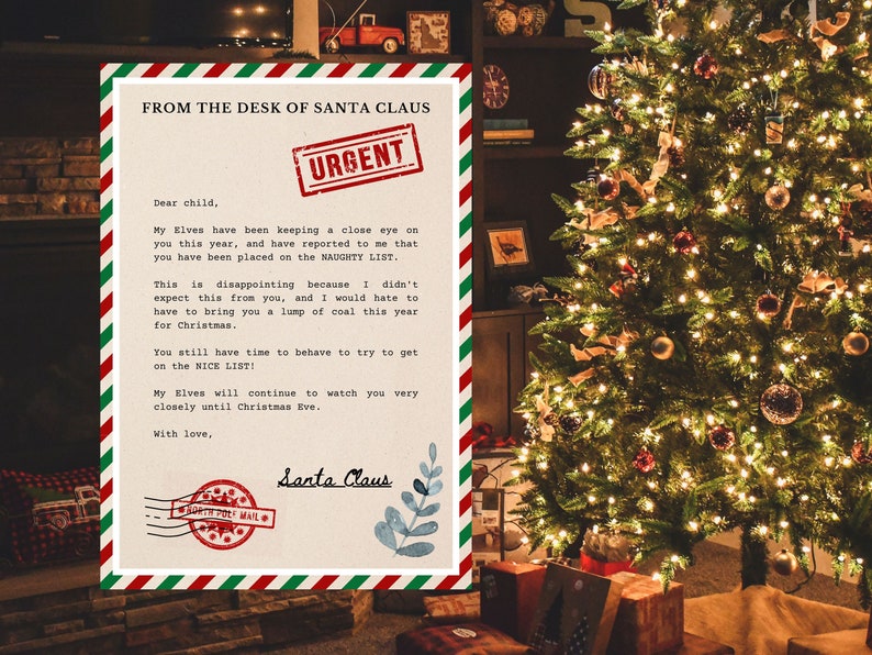 Santa's NAUGHTY LIST Warning Letter, Printable, Instant Download - Etsy