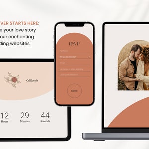 Custom Boho Wedding Website Simple Countdown Clock - Etsy