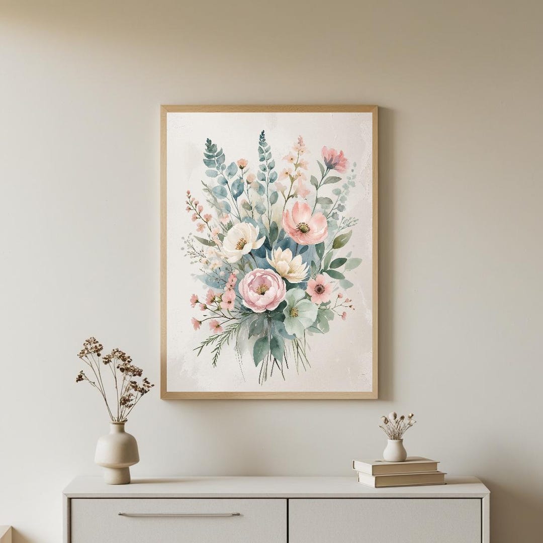 Boho Wildflower Wall Art Printable, Vintage Floral Print, Botanical ...