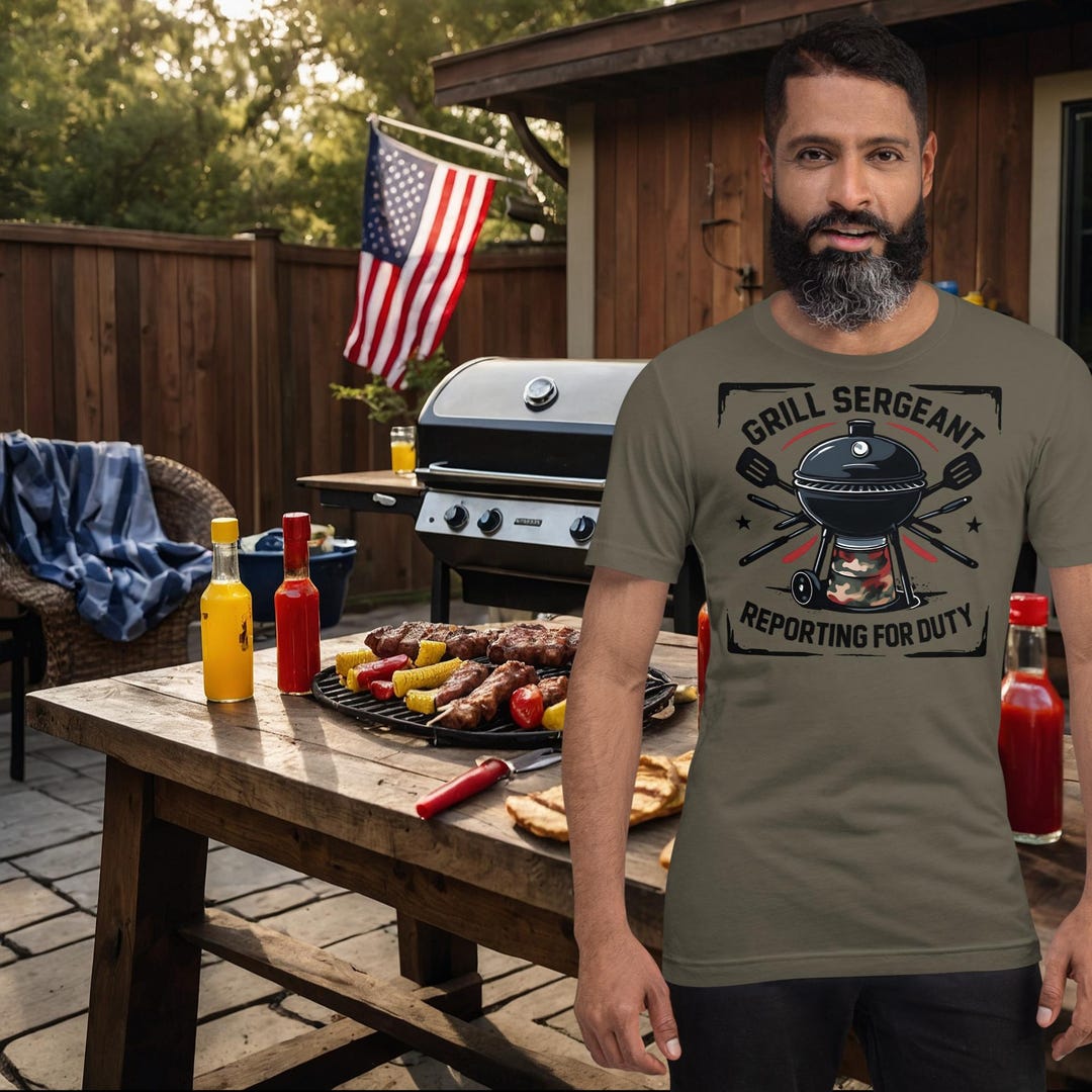 Grill Sergeant T-shirt – Funny Dad 4th of July BBQ Shirt – Patriotic ...