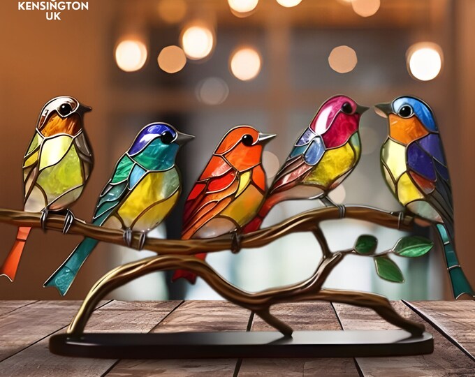 Set of 3 Teeny Stained Glass Bird Ornaments Bird Lover Gift - Etsy UK
