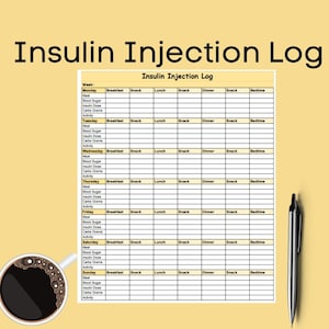 Insulin Injection With Meal Tracker Page,digital Diabetis Log Book ...