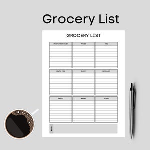 Organized Grocery List Printable,shopping List Planner,weekly Groceries ...