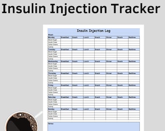 Insulin Injection With Meal Tracker Page,digital Diabetis Log Book ...