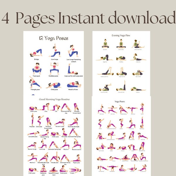 Morning Yoga Routine Printable,morning Yoga Poses, 30 Yoga Poses Poster, Yoga Poses Wall Art ...