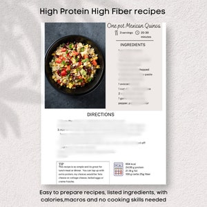 High Protein High Fiber Recipe Cards With Macros, 8 Meal Prep Recipes ...