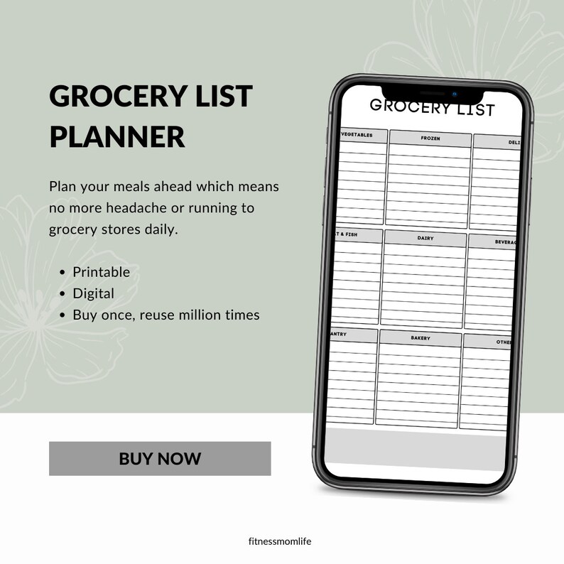 Organized Grocery List Printable,shopping List Planner,weekly Groceries ...