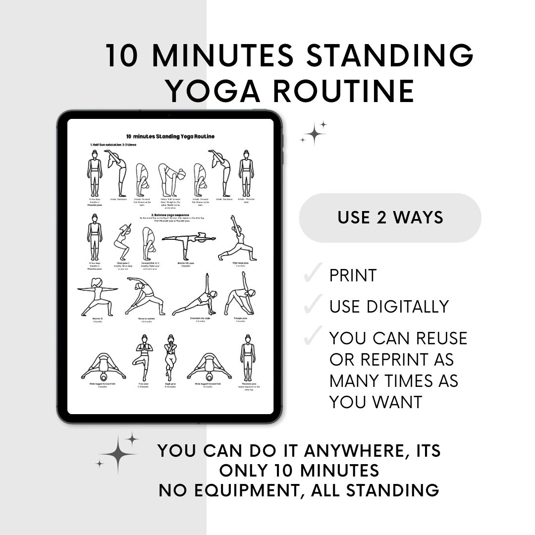 Standing Yoga Routine Printable: 10-minute Flow Poses With Names ...